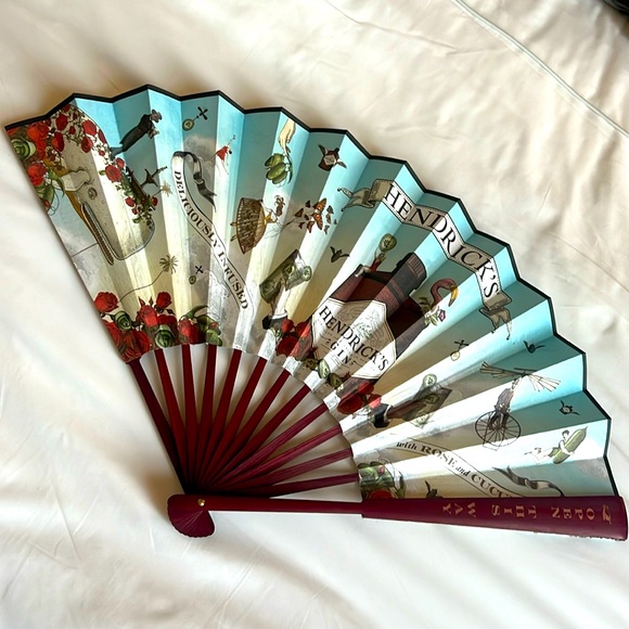 Accessories | New Hendricks Gin Wooden Silk Paper Folding Fan Unusual ...